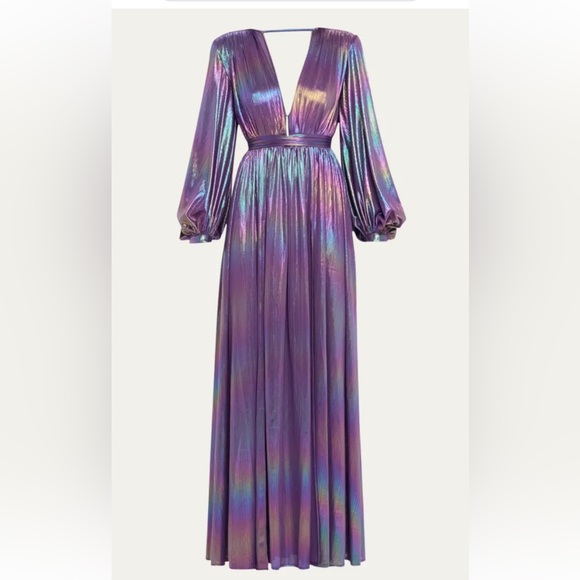 Dresses | Nwt Bronx And Bancozoe Deep Vneck Metallic Empire Gown Size ...